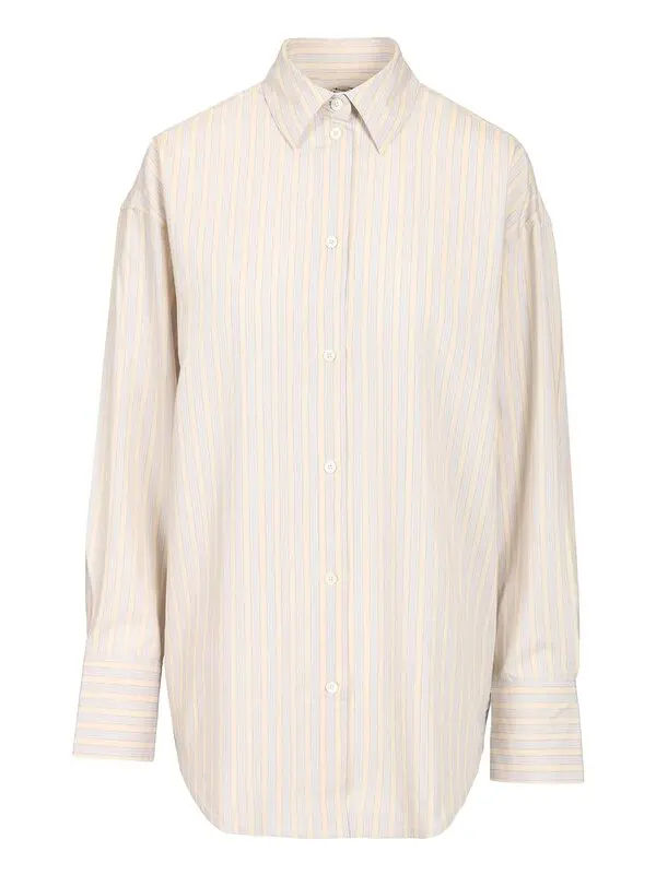 TOTEME Oversized Striped Viscose And Silk Shirt - Multicolor