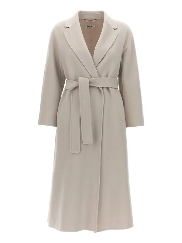 Max Mara Esturia' Wool Coat With Belt - Cream