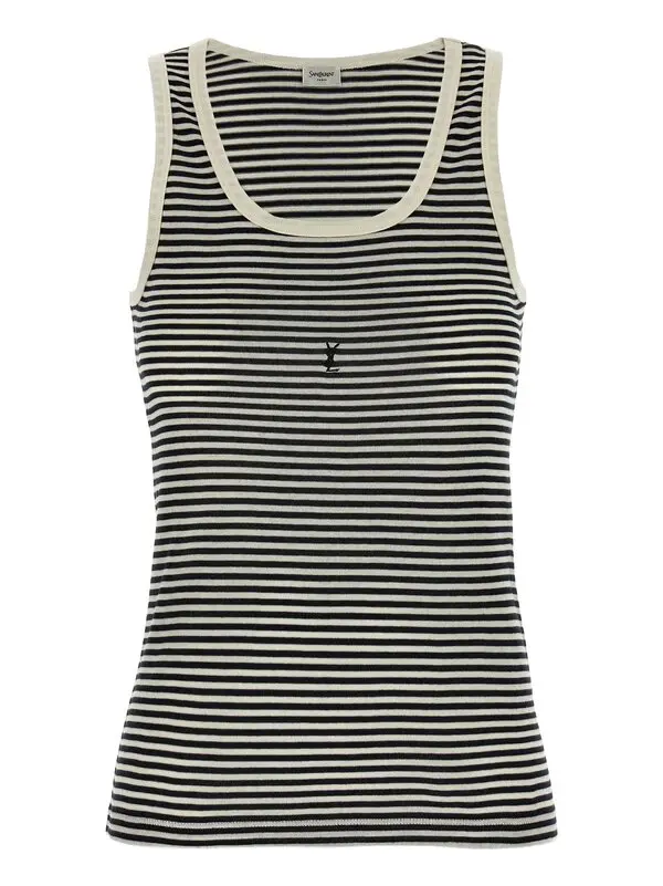 Saint Laurent Striped Cassandre Logo Tank Top - Multicolor