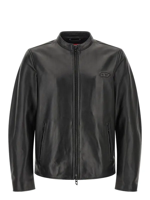 DIESEL® L-tad-wrd Leather Biker Jacket - Black