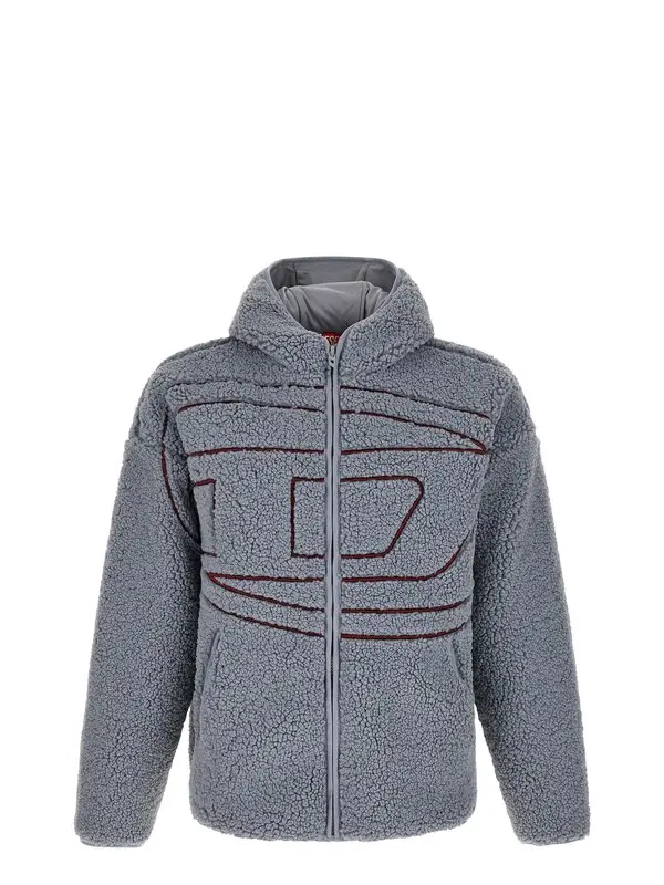 DIESEL® Teddy-effect Fleece Hoodie - Gray