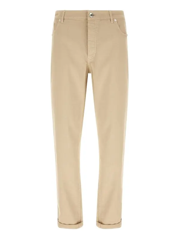 Brunello Cucinelli Embroidered Jeans - Cream