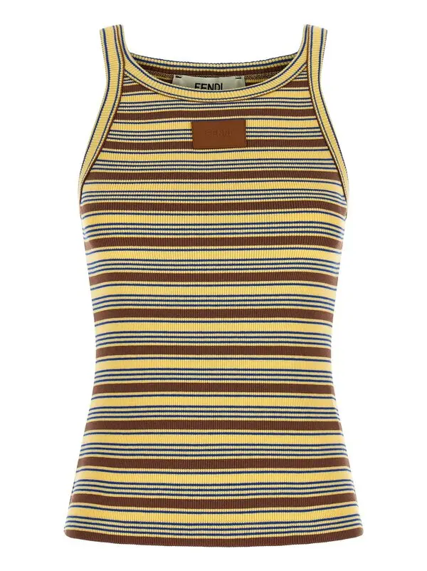 Fendi Striped Ribbed Knit Tank Top - Multicolor