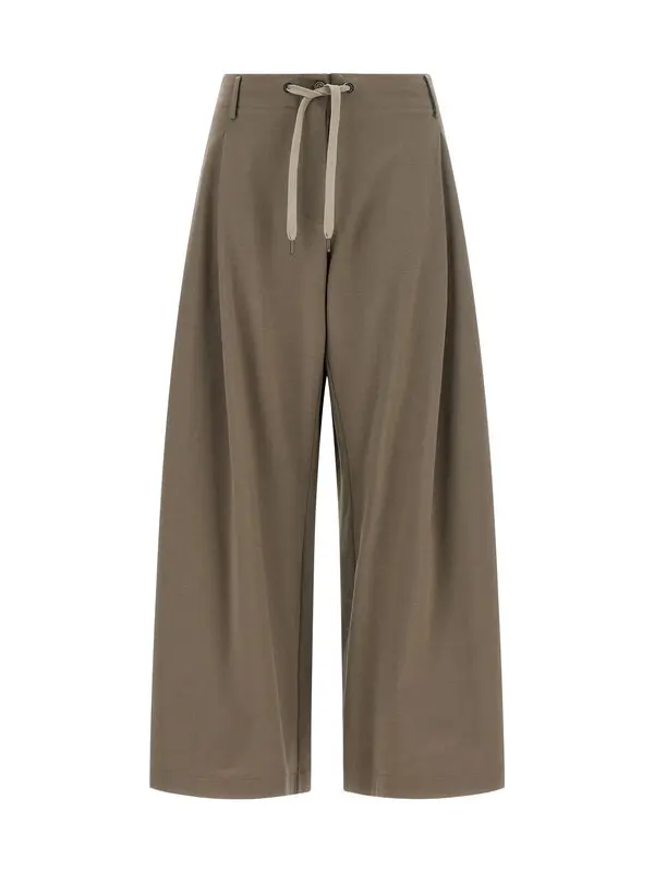 Brunello Cucinelli Interlock Couture Wide Leg Cropped Pants - Gray