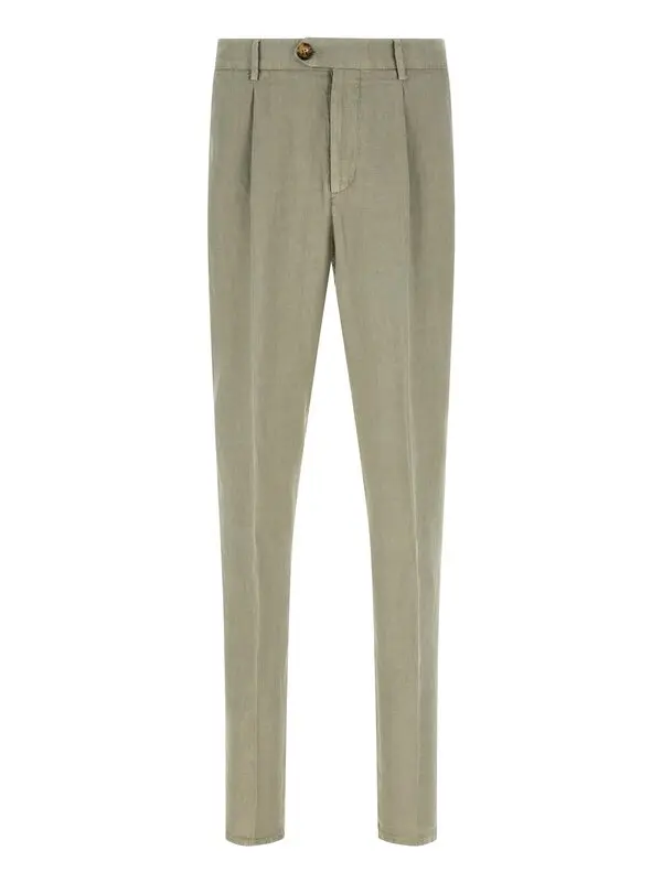 Brunello Cucinelli Garment-dyed Linen Gabardine Trousers - Green