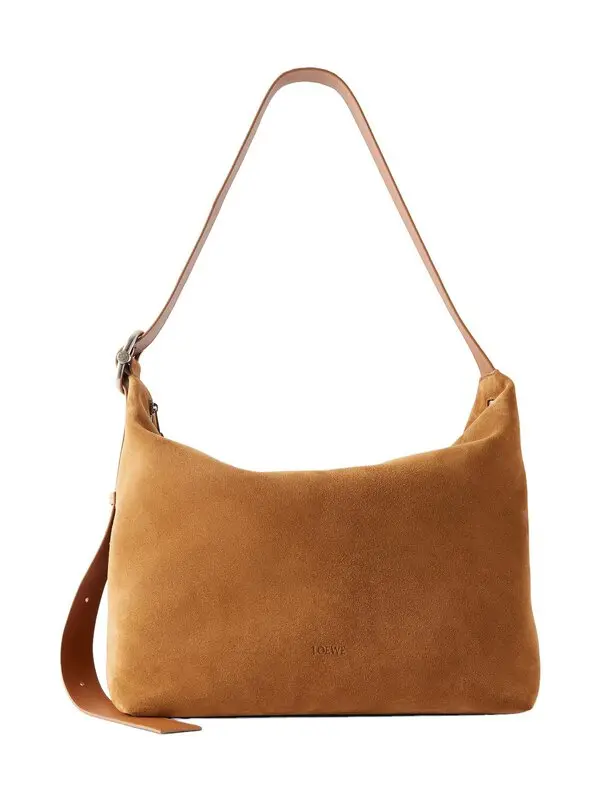 Loewe Loop Large Suede Shoulder Bag - Brown