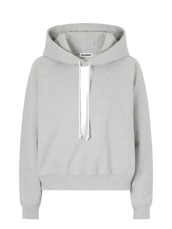 JIL SANDER Cropped Cotton-jersey Hoodie - Gray