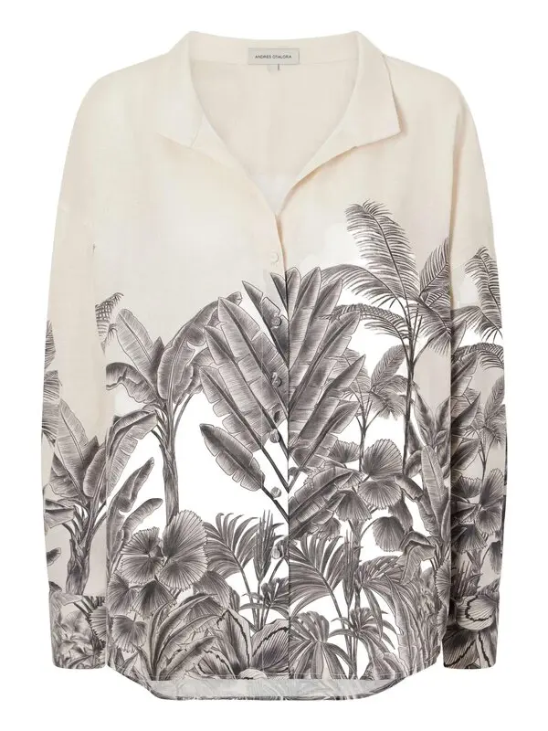 ANDRES OTALORA Cielos Lejanos Printed Linen Shirt - Ecru
