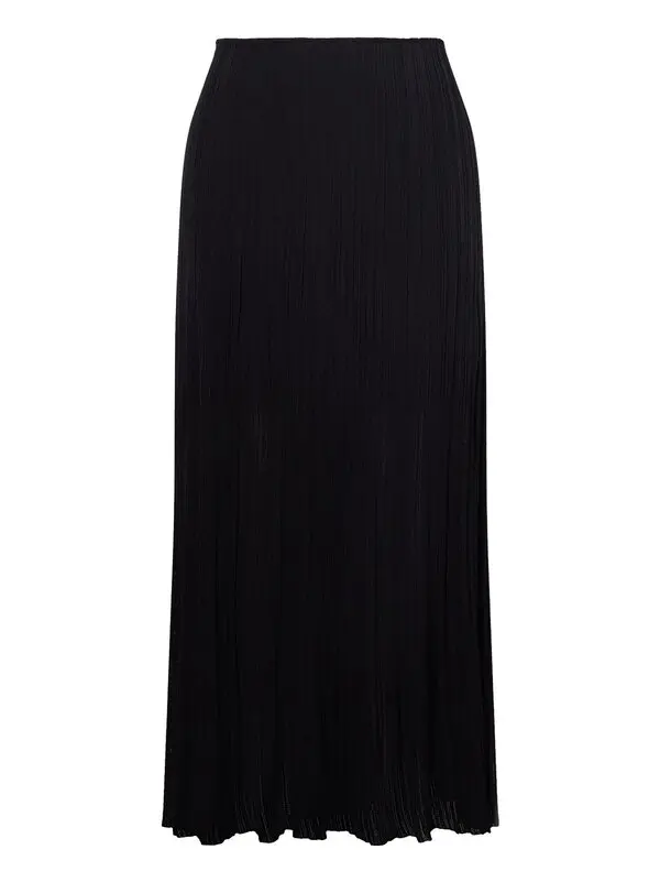 Balmain Plissé-crepe Midi Skirt - Black