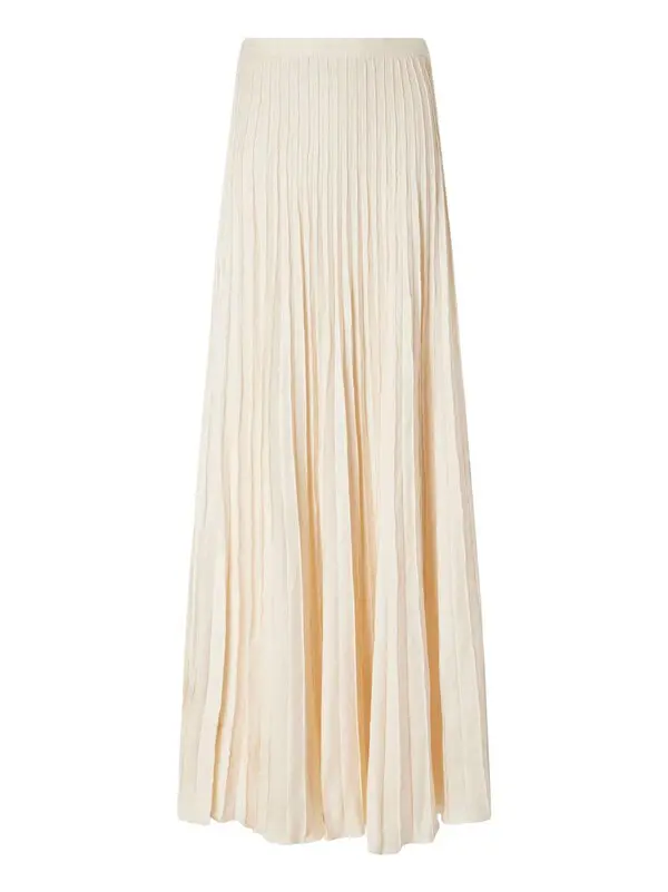 ANDRES OTALORA Pleated Linen Maxi Skirt - Ivory