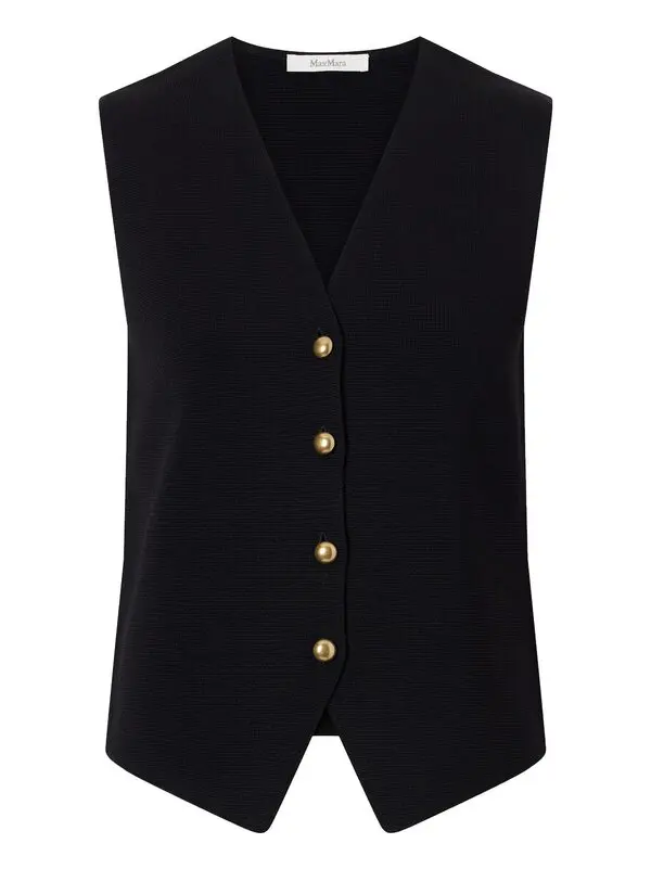 Max Mara Grain De Poudre 'gola' Vest - Black