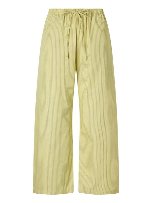 LESET Yoshi Striped Cotton And Lyocell-blend Wide-leg Pants - Yellow