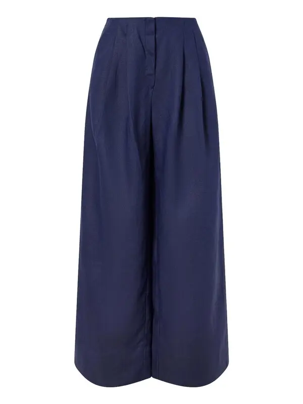 ANDRES OTALORA Ancestra Linen Wide-leg Pants - Blue