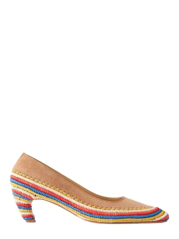 Gabriela Hearst Peggy Crocheted Suede Pumps - Camel