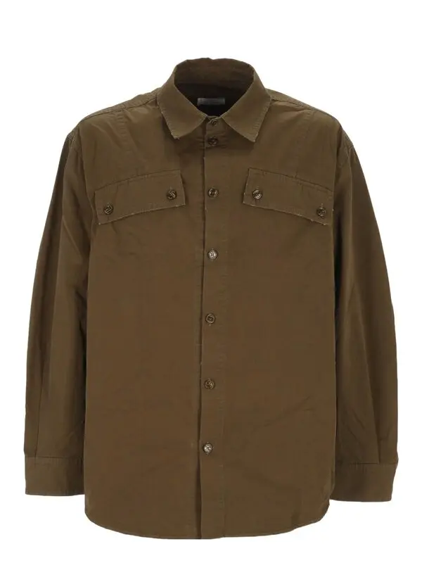 Off-White Logo-print Flap-pocket Shirt - Brown