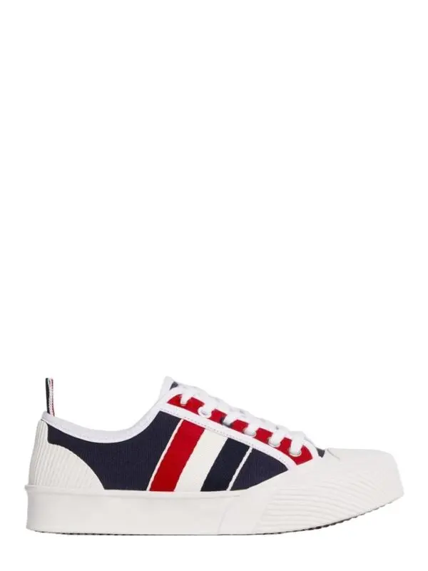 Thom Browne Striped Lace-up Low Top Sneakers - Red