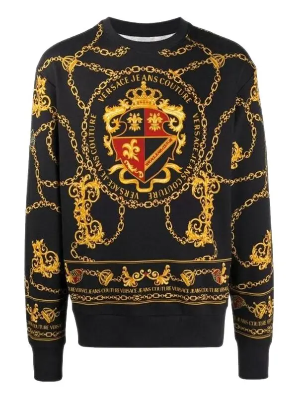 Versace Printed Crew Neck Sweatshirt - Black
