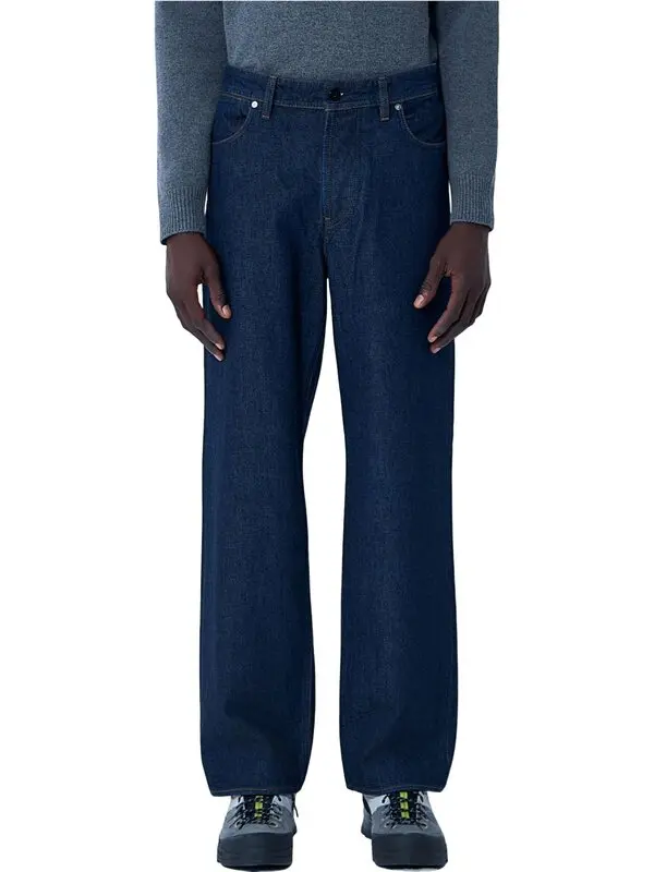 Stone Island Straight Leg Jeans With Compass Patch - Black