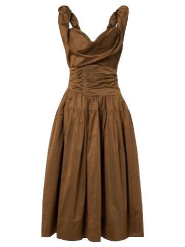 VIVIENNE WESTWOOD Cotton-blend Twill Midi Dress - Brown