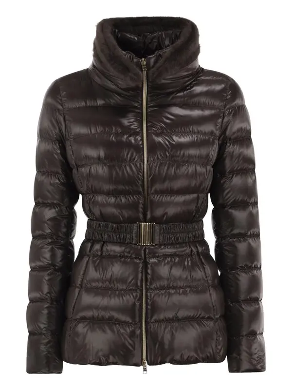 Herno High Neck Belted Puffer Jacket - Black