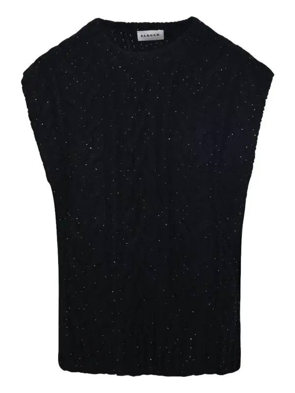 P.a.r.o.s.h Sleeveless Knitted Top With Ribbed Details - Black