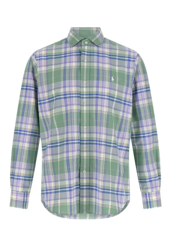Polo Ralph Lauren Custom-fit Plaid Embroidered-logo Shirt - Gray