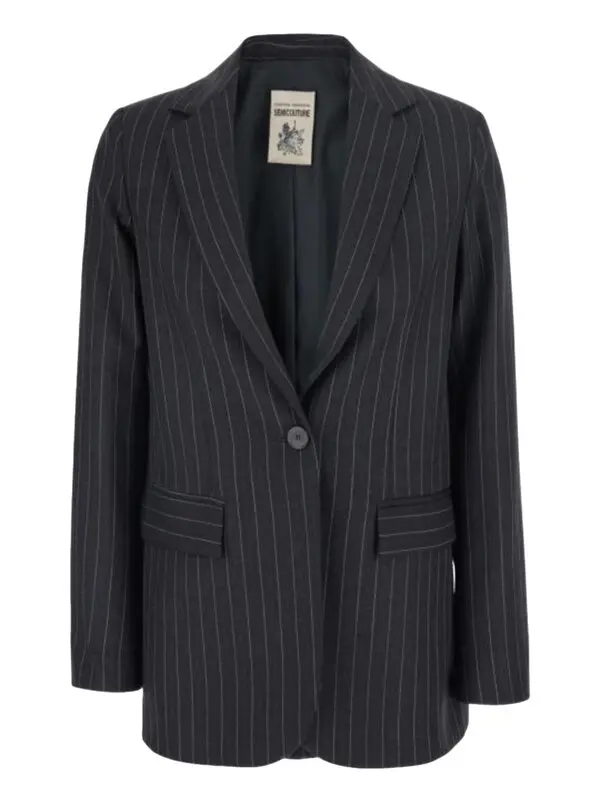 SEMICOUTURE Striped Blended-fabric Blazer - Grey