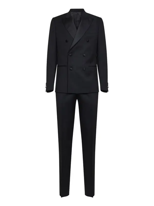 LARDINI Double-breasted Tailored Suit - Black