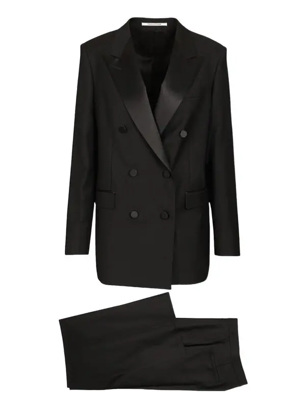 Tagliatore Double-breasted Suit With Peak Lapels - Black