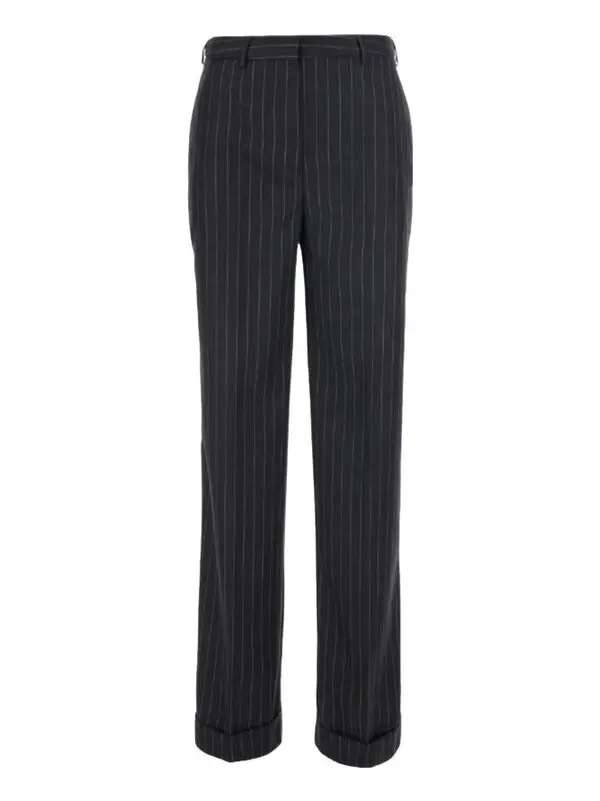 SEMICOUTURE Lola Wool Blend Striped Trousers - Grey