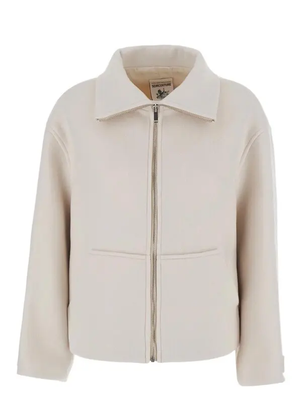 SEMICOUTURE Jeanie Zip Front Jacket - White