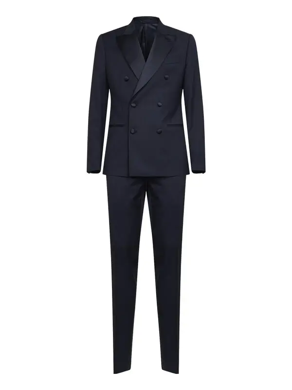 LARDINI Double-breasted Tailored Suit - Black