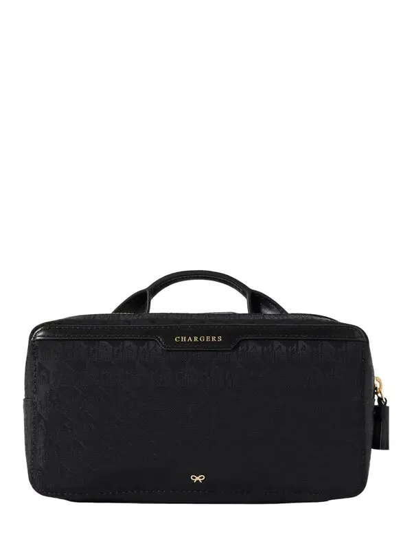 ANYA HINDMARCH Leather-trimmed Jacquard Case - Black