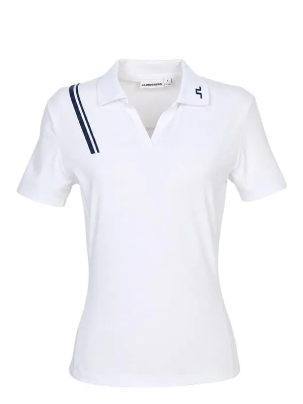 J. Lindeberg Collared Short-sleeved T-shirt With Patterned Shoulder Decorations - White