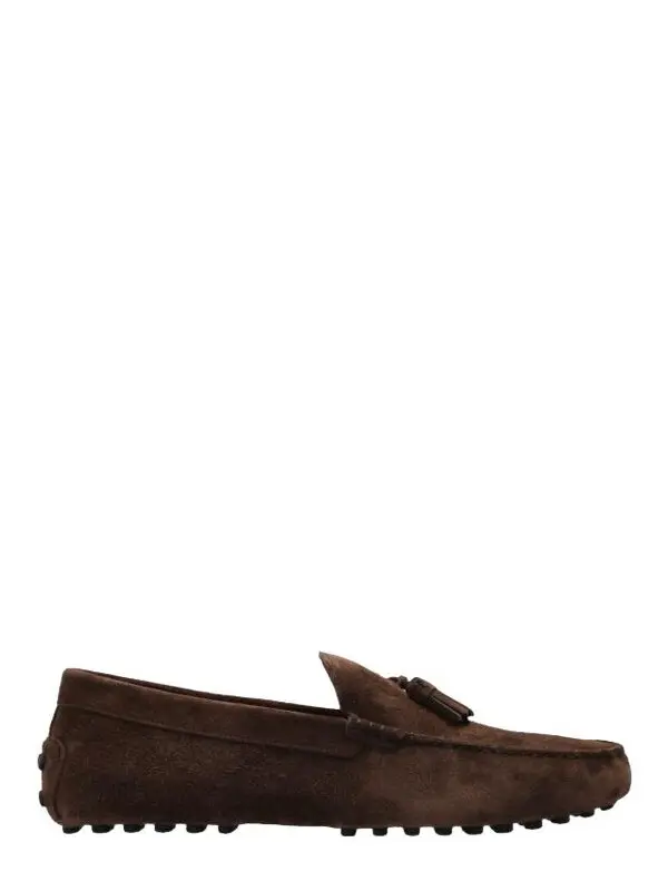 TOD'S Tassel Detail Suede Loafers - Black