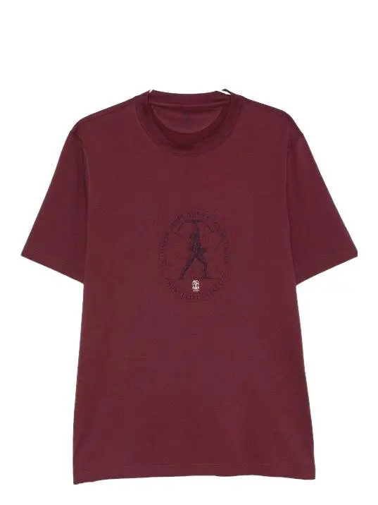 Brunello Cucinelli Logo-print Crew-neck T-shirt - Red