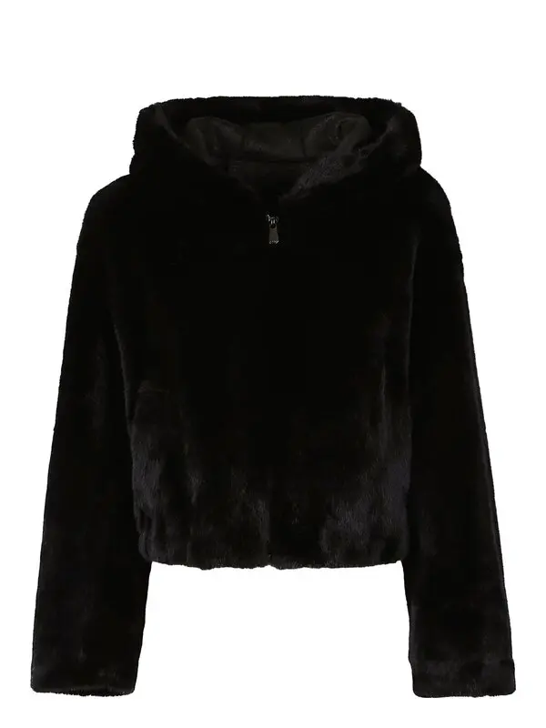 Pinko Gasteria Faux Fur Hooded Jacket - Black