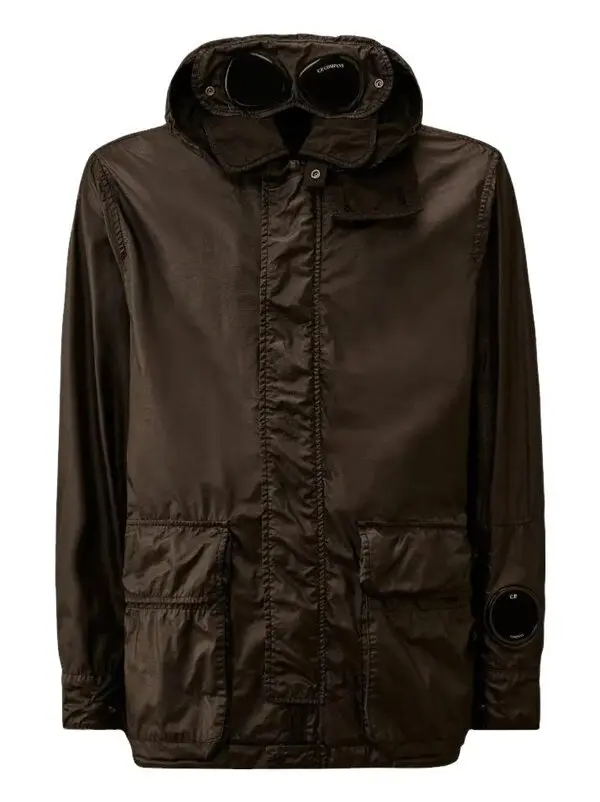 C.P. COMPANY Hooded Casual Jacket With Detachable Goggles - Black