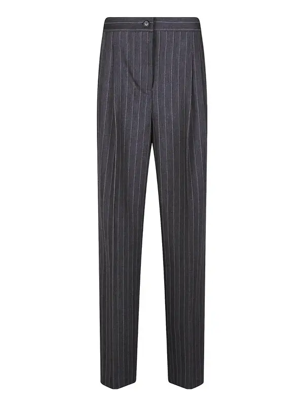 Pinko Button Detail Striped Trousers - Black