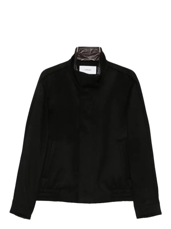 LARDINI High Neck Zip-up Jacket - Black