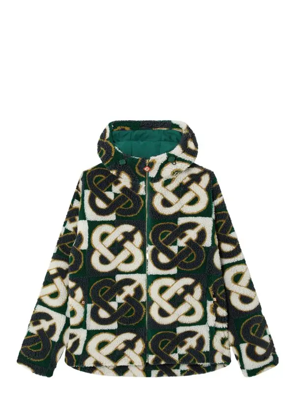 Casablanca Green Navy Check Monogram Fleece Jacket - Multicolor
