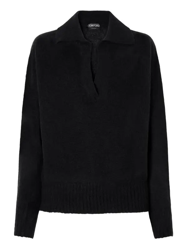 TOM FORD Long Sleeve Polo Jumper - Black