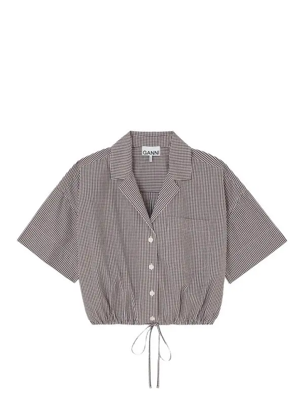 GANNI Collared Short-sleeved Shirt - Gray