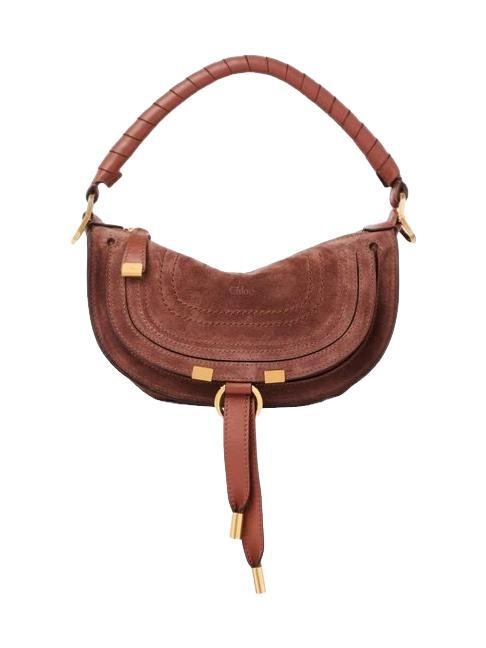 Chloé Mini Marcie Shoulder Bag In Suede Leather - Brown