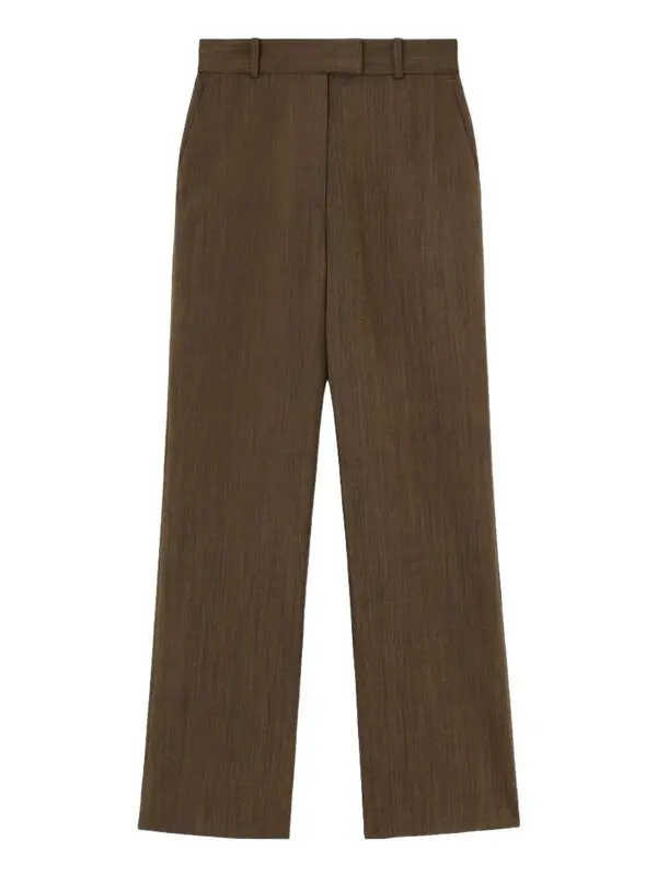 GANNI Wool Straight-leg Pants - Brown