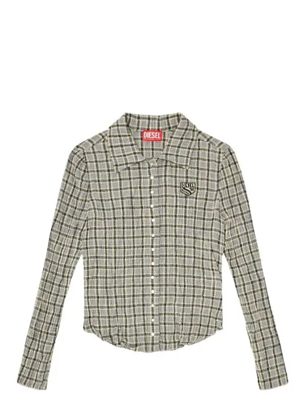 DIESEL® Seersucker Effect Check Shirt - Grey