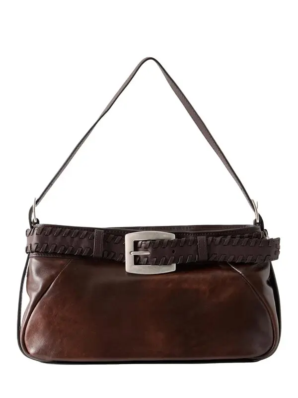 Staud Belted Leather Shoulder Bag - Brown