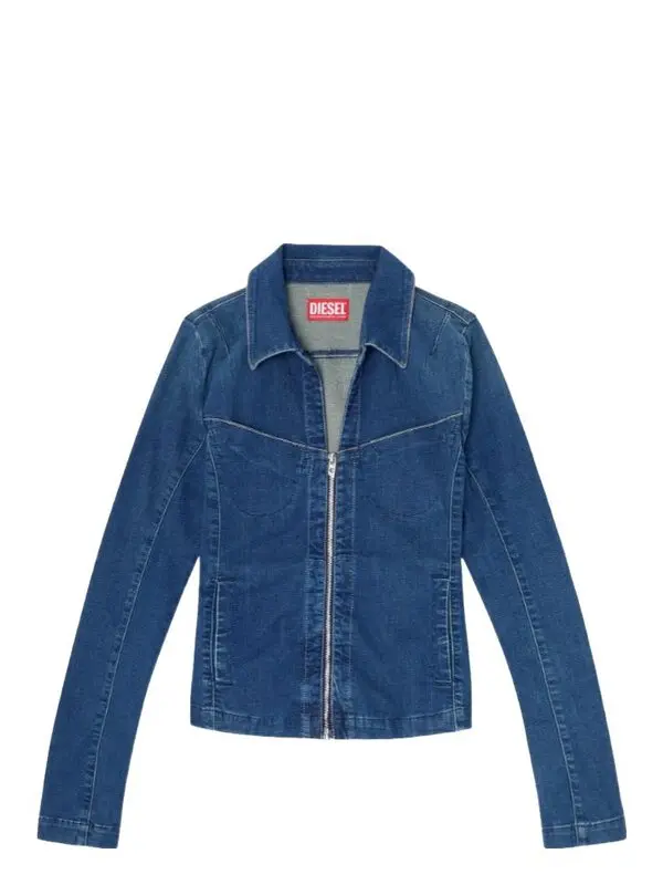 DIESEL® Denim Full-zip Shirt - Medium Blue