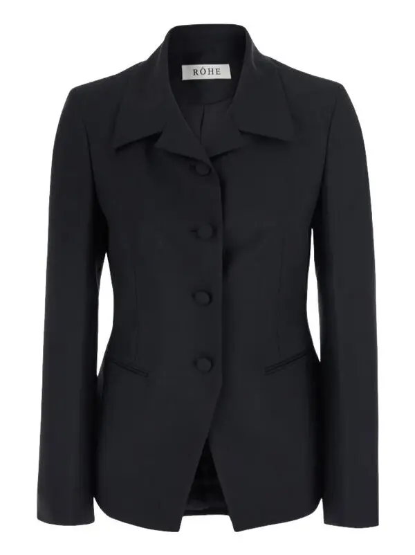 RÓHE Waist-cinching Tailored Jacket With Notched Lapel - Black