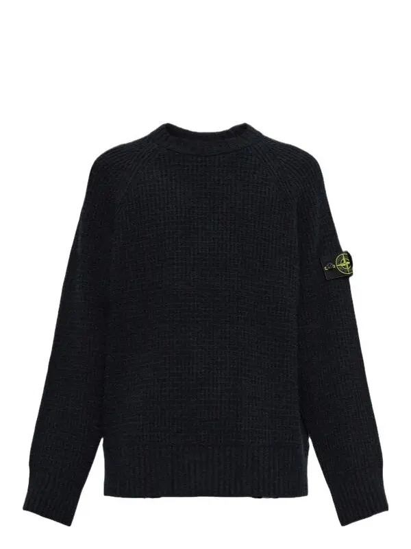 Stone Island Logo Patch Crewneck Jumper - Black